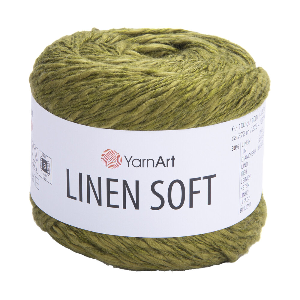 Пряжа для вязания YarnArt Linen soft 7314 хаки 100 гр/272 м 30% лён, 36% вискоза, 34% хлопок