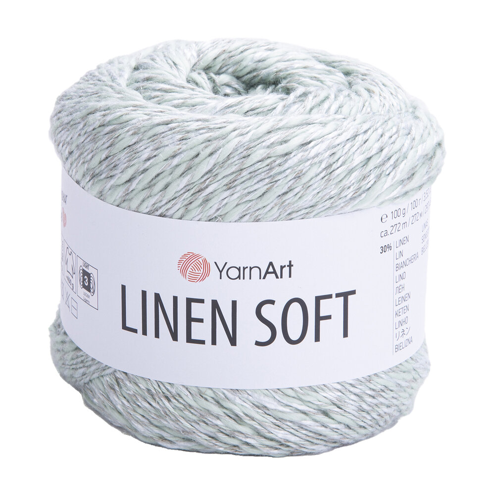 Пряжа для вязания YarnArt Linen soft 7312 мята 100 гр/272 м 30% лён, 36% вискоза, 34% хлопок