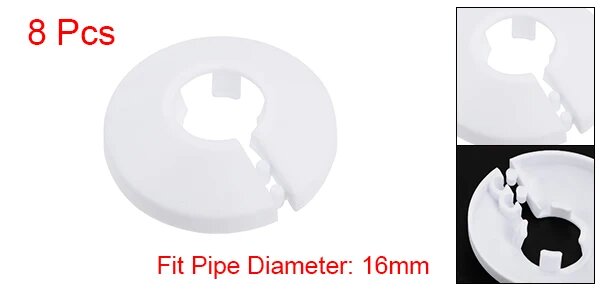 Uxcell набор декоративных колпачков для труб 8 шт, пластик, белый/черный White 16mm