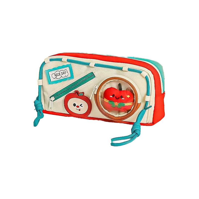 Пенал "Apple", контрастный, с круглым окошком, на липучке