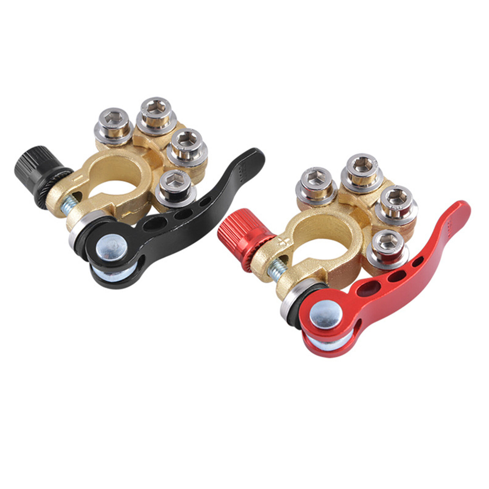 1 Pair Battery Terminal Connectors Brass+Aluminum+Rubber+Iron Material Automotive Car Top Post Wire Cable Clamp Car Accessories Inner Diameter 17.5-19.1mm Inner Diameter 15.9-17.5mm Package size 19*14*10cm Package weight 235g