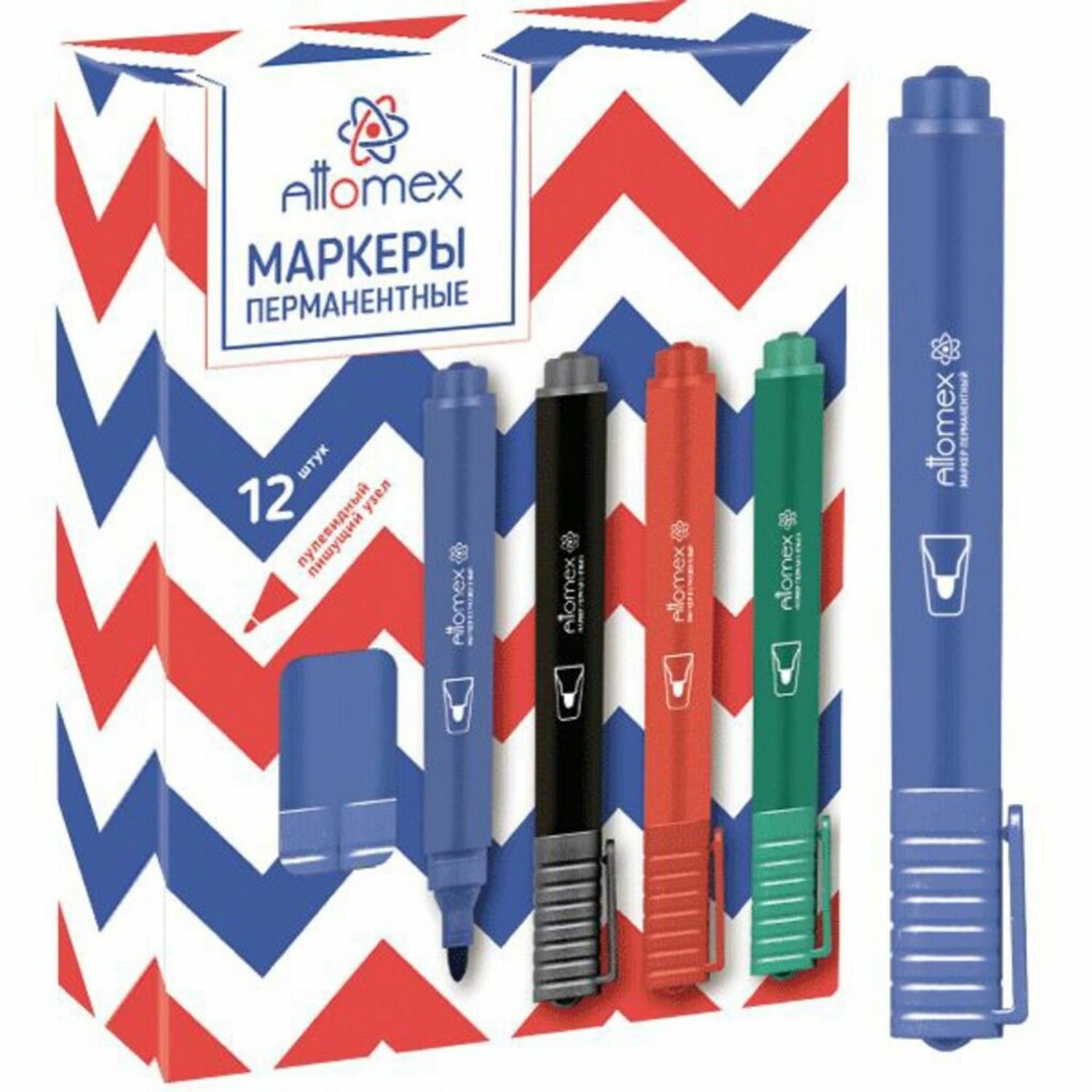 Маркер перманентный 3,0 мм синий. Комплект из 12 маркеров