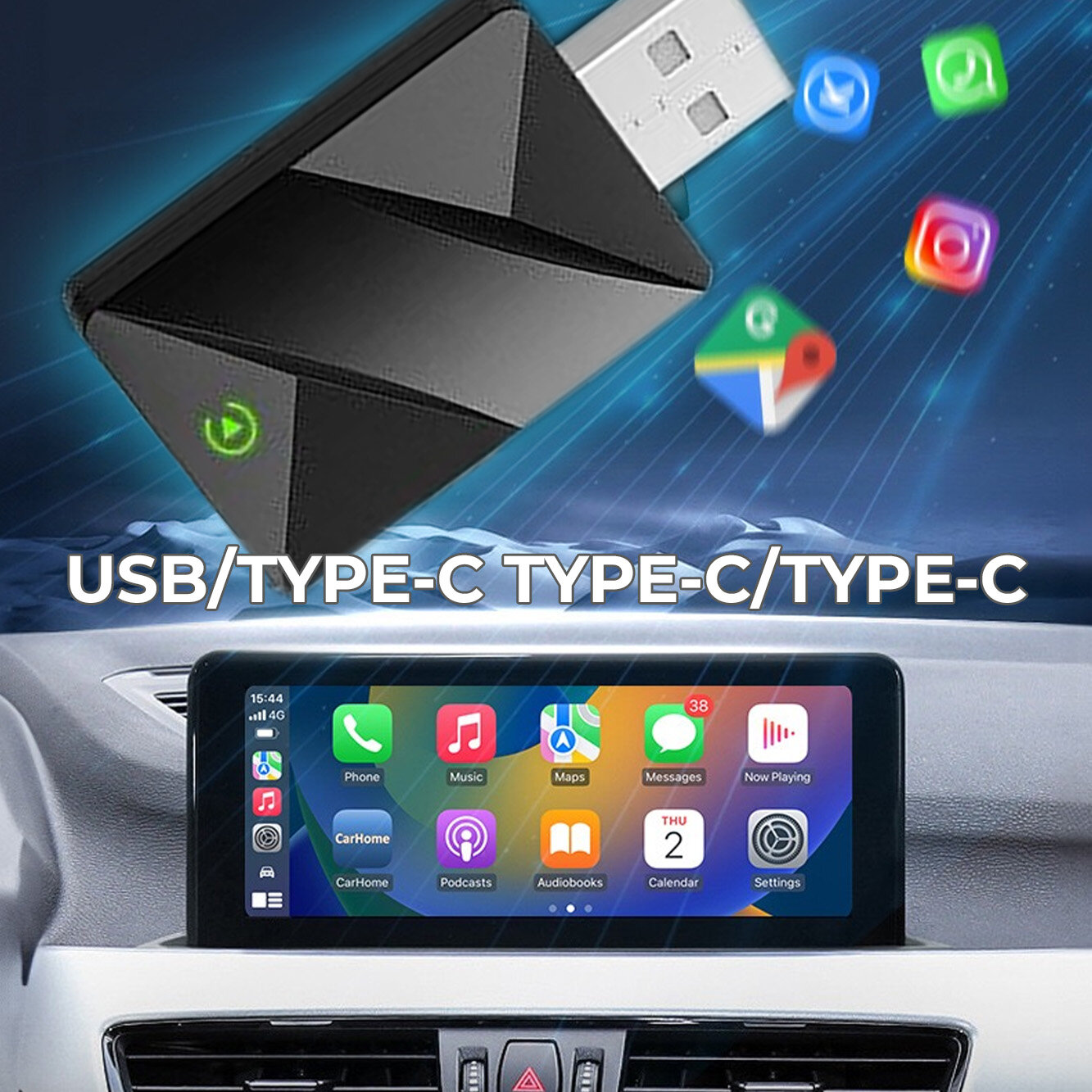 Автомобильный Bluetooth-адаптер Wireless CarPlay/Android Auto — фото 1