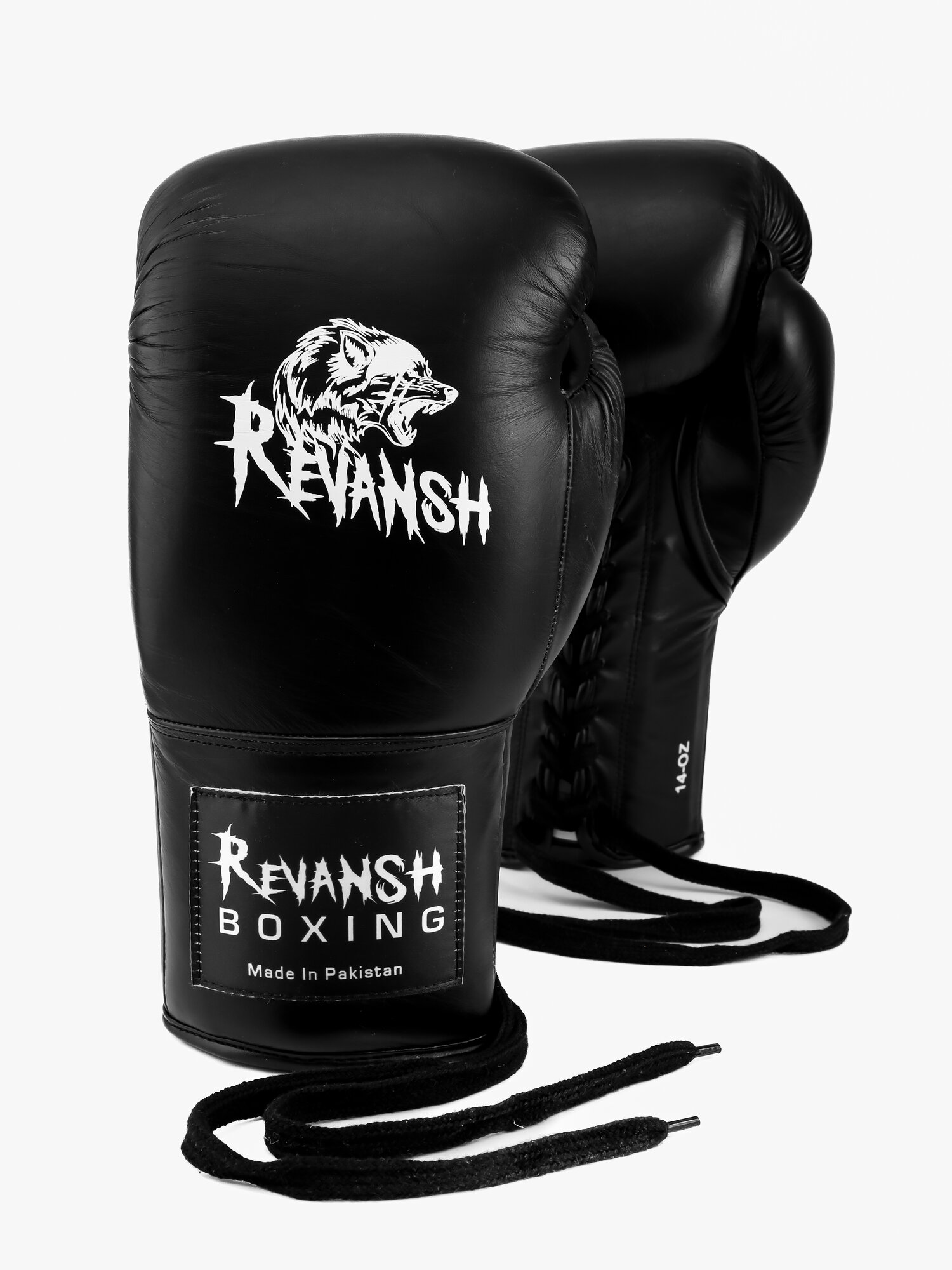 Перчатки из натуральной кожи для спарринга на шнурке, REVANSH BLACK, арт. RG-PRO-SP002B-14