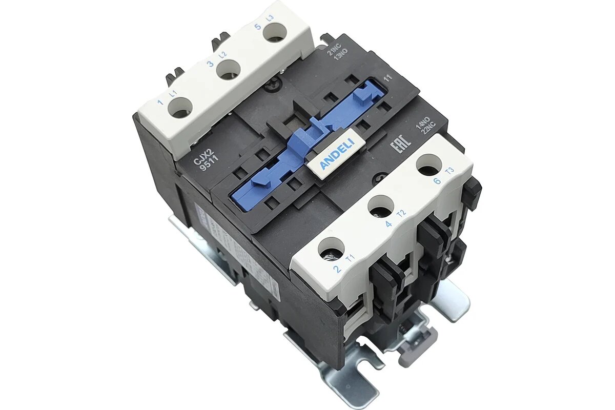 ANDELI CJX2-9511 Контактор 95A 220В AC3 1NO+1NC 50Гц ADL08-015 DIN-рейка монтажная