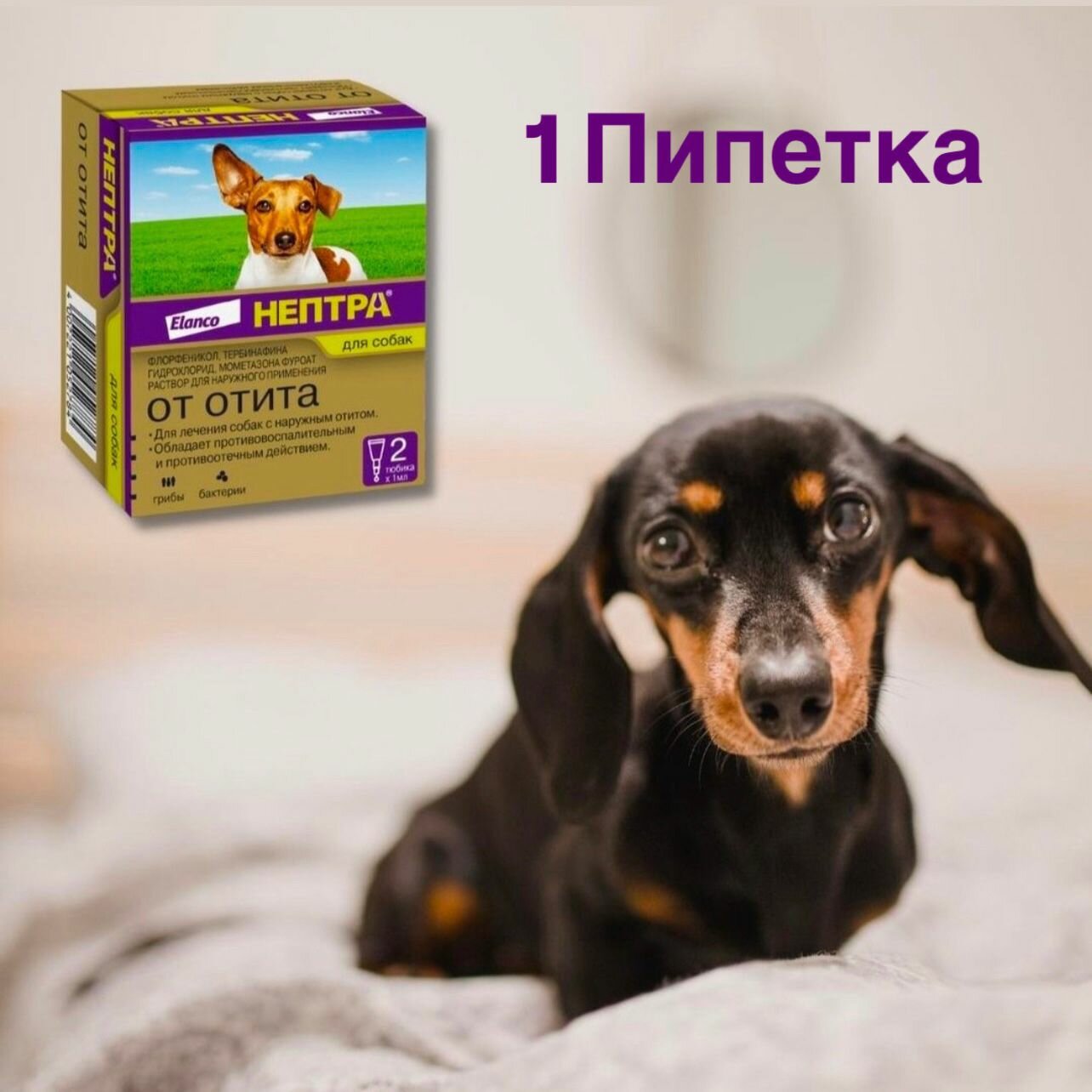 Нептра - Neptra капли для очищения ушей. 1 Пипетка (Годен до 07.2026г)