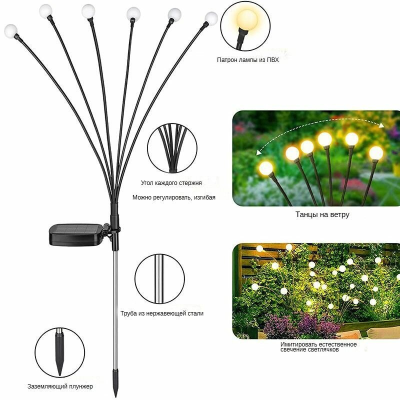 Светодиодные солнечные фонари firefly, используемые для украшения газонов, дворов, наружных водонепроницаемых ландшафтных декоративных светильников