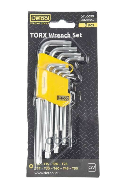Набор ключей! шестигранных Torx с магнитом T10-T50 9шт. DETOOL арт. DTL0099