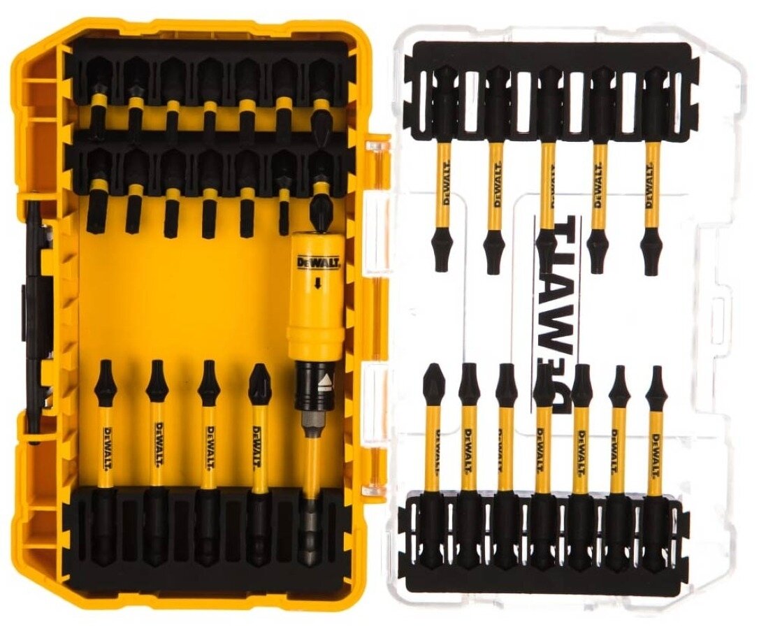 Набор бит и насадок для шуруповерта DeWalt / ДеВолт FlexTorq в кейсе, из стали, в упаковке 31 предмет / инструменты