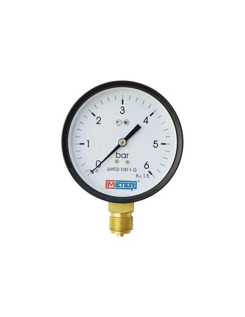 Манометр ДМ02-100 радиальный Дк100мм 0-16 бар кл.1,5 G1/2" Метер