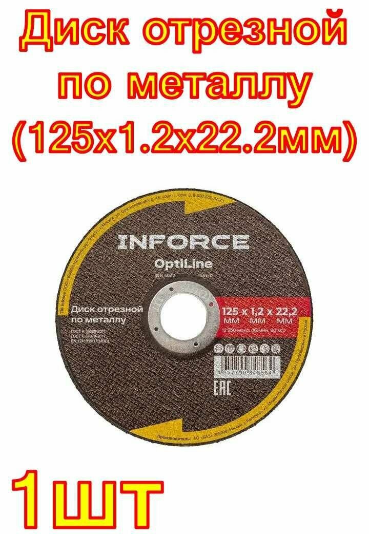 Диск отрезной по металлу OptiLine (125x1.2x22.2 мм) Inforce