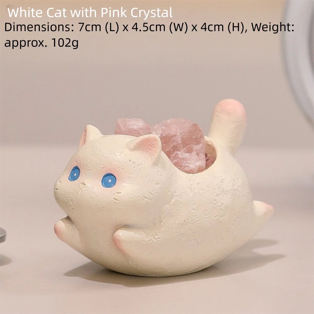Фигурки животных из смолы и хрусталя cat-Pink crystal