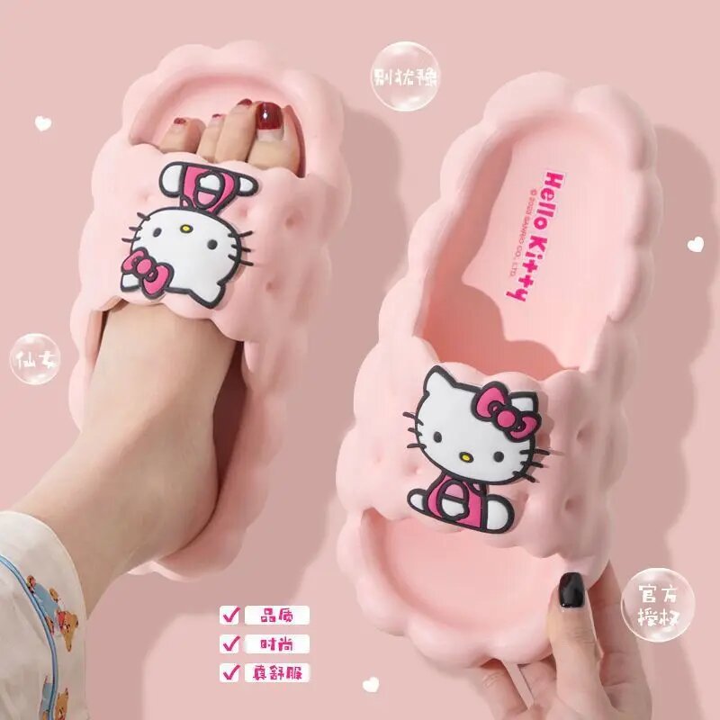 Женские тапочки Kuromi Cinnamoroll, домашние тапочки, Нескользящие домашние плоские тапочки, сланцы для пар, Летние подарки, 36-37, Розовый, Унисекс