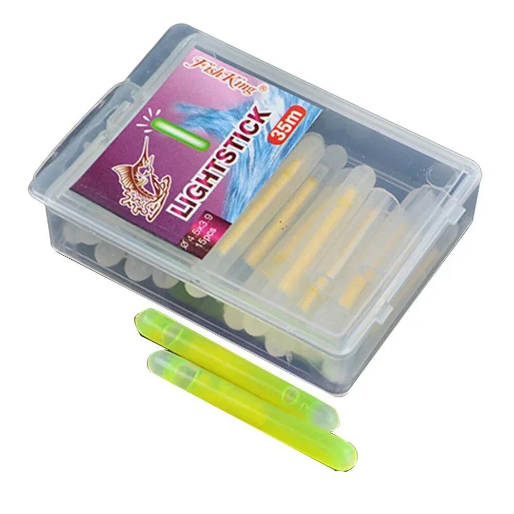 15 шт. светящиеся палочки для ночной рыбалки, флуоресцентные 4,5*39 мм, полипропиленовые для ночной рыбалки, поплавочная удочка, светильники, светлячки, аксессуар для световых палочек Green