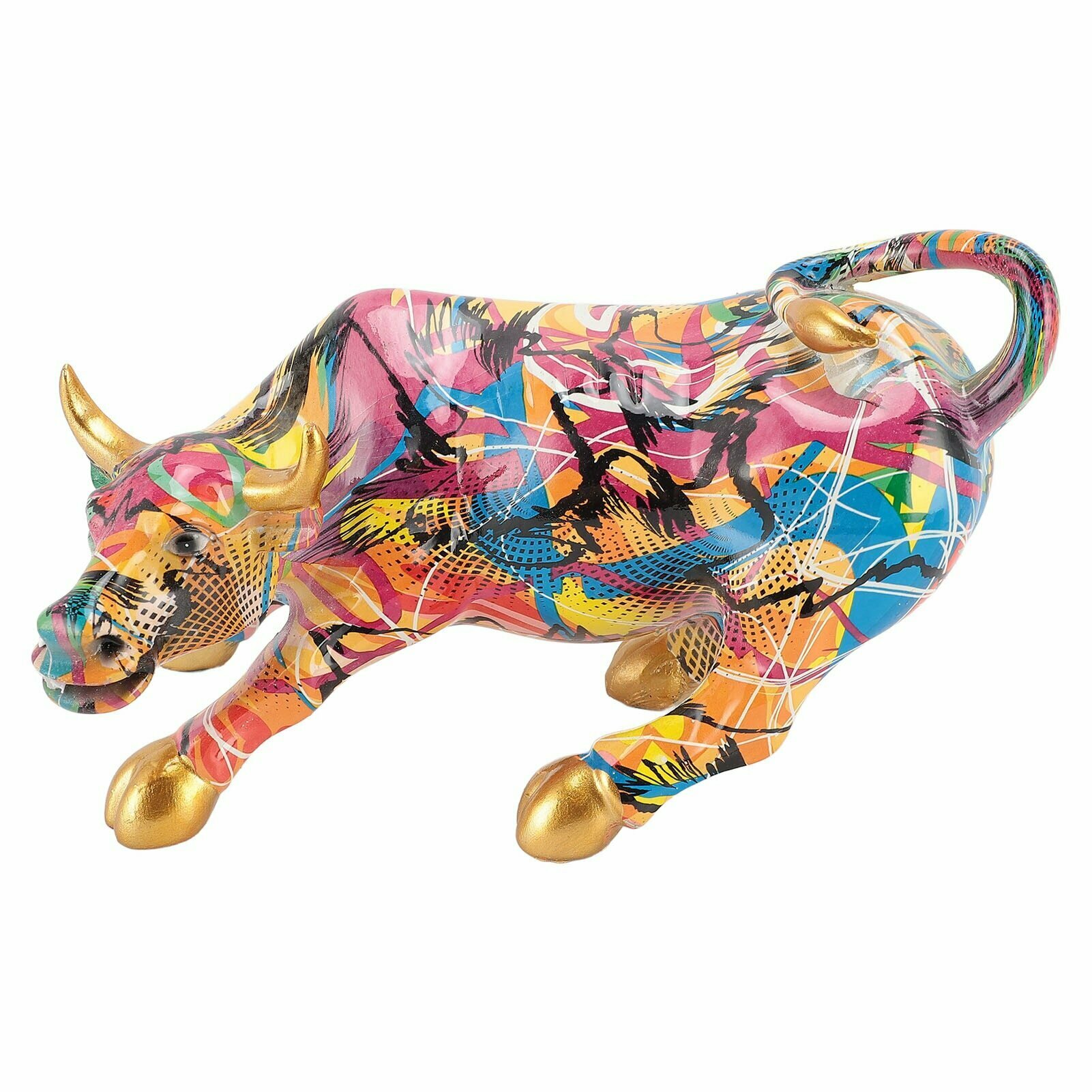 Статуя быка, декоративная статуэтка из смолы для офисного декора, финансовых учреждений, KY165, скульптура быка в стиле граффити