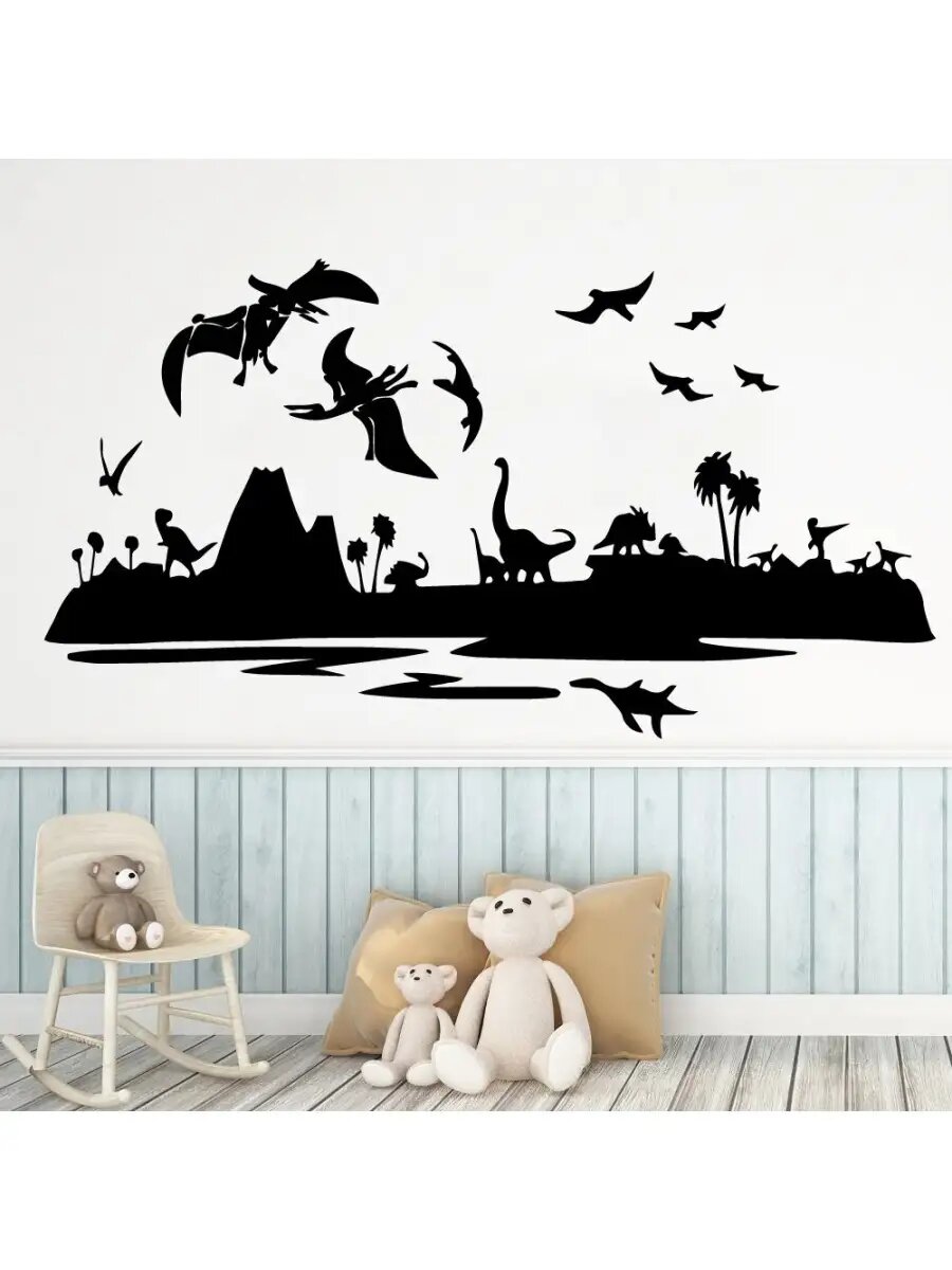 Наклейка на стену для декора интерьерная Динозавры