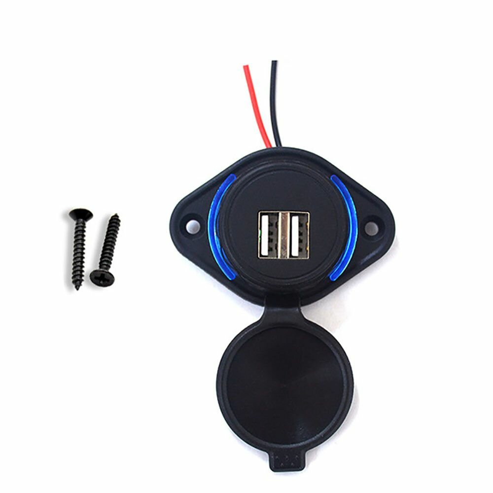 Двойная розетка зарядного устройства с двумя usb-портами, синим светодиодным индикатором для лодки, кемпера, автодома, фургона, автобуса, для поверхностного монтажа