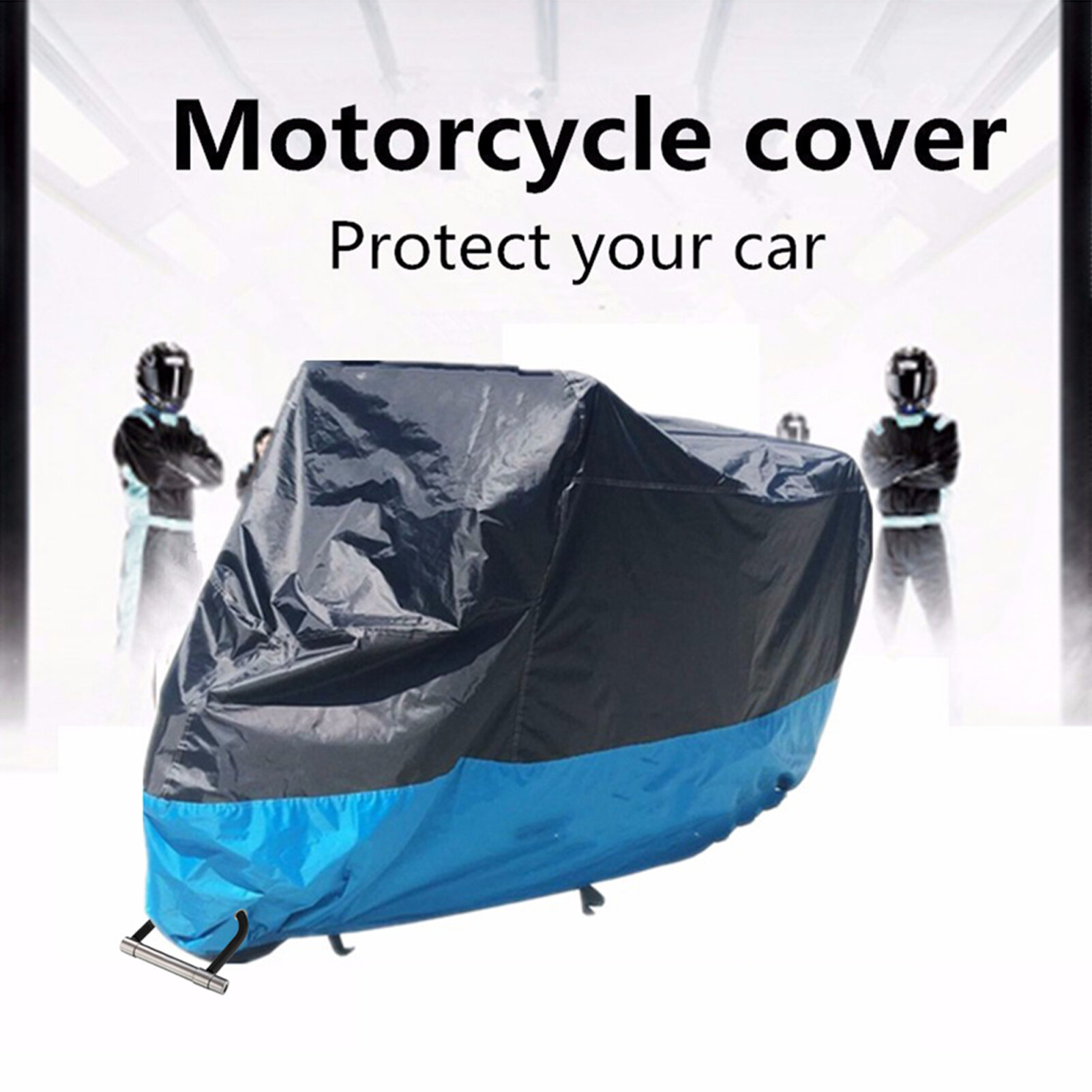 Чехол для мотоцикла из полиэстера и ткани Оксфорд, всесезонный, универсальный, водонепроницаемый, с отверстием для замка и сумкой для хранения для использования в помещении и на открытом воздухе, M