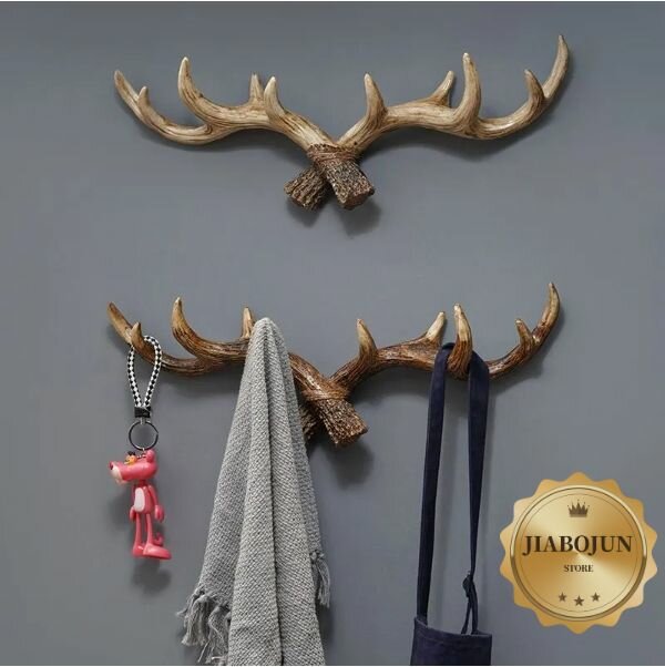Винтажные настенные крючки для одежды в виде оленьих рогов, античная отделка из смолы, крючки для ключей и сумок, декор для дома в стиле загородного коттеджа
