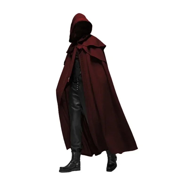 Готический черный плащ XT8 Бордовый, XXL, Red Cloak