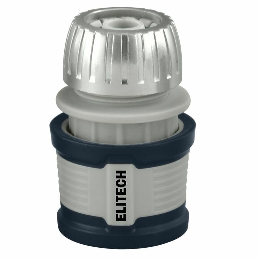 Соединитель для шланга металлический с аквастопом Elitech HF 012MWS, 3/4 дюйма