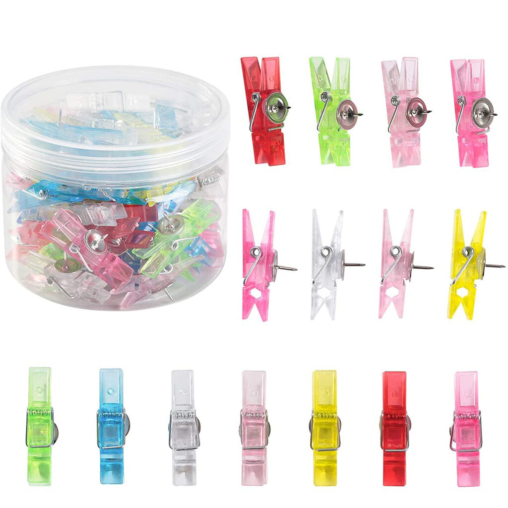 20 шт / Упаковка Цветных кнопок в форме скрепок для бумаги, Набор Прозрачных кнопок для большого пальца 1.4x0.3 "