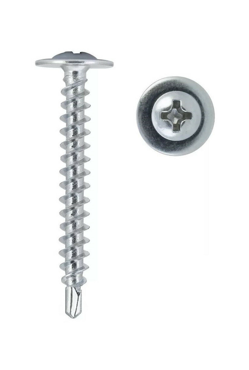 Саморезы Кач-Крепеж 0047568, с пресс-шайбой, сверло, насечки, 4,2x51 мм, 180 шт