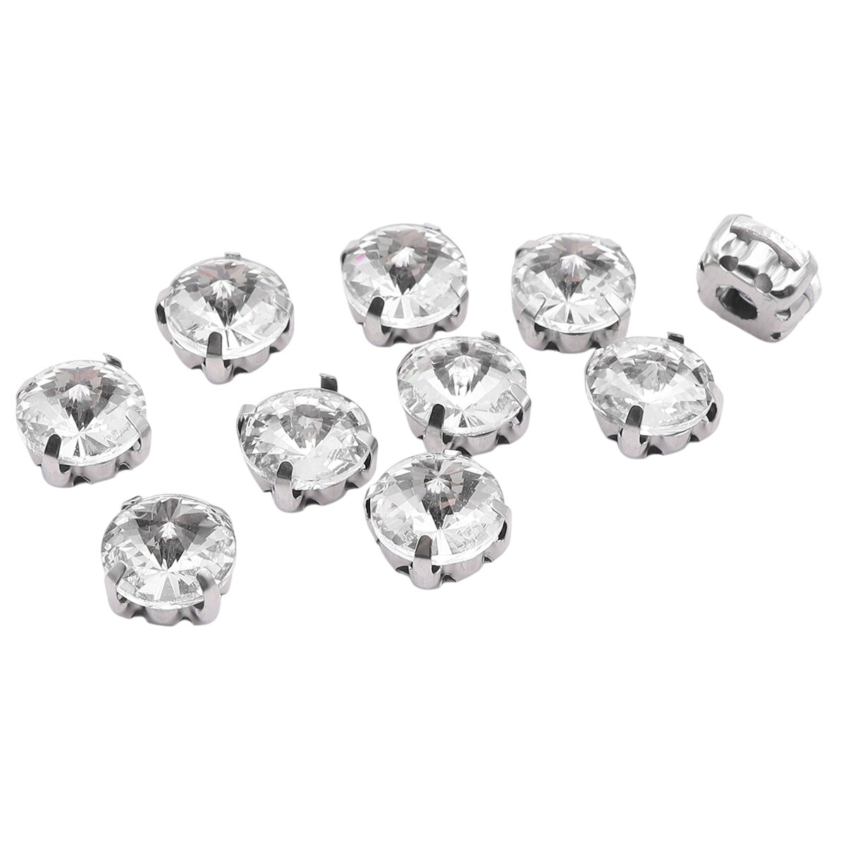 Стразы в цапах хрустальные круглые 8 мм, 10 шт, Astra&Craft (белый)