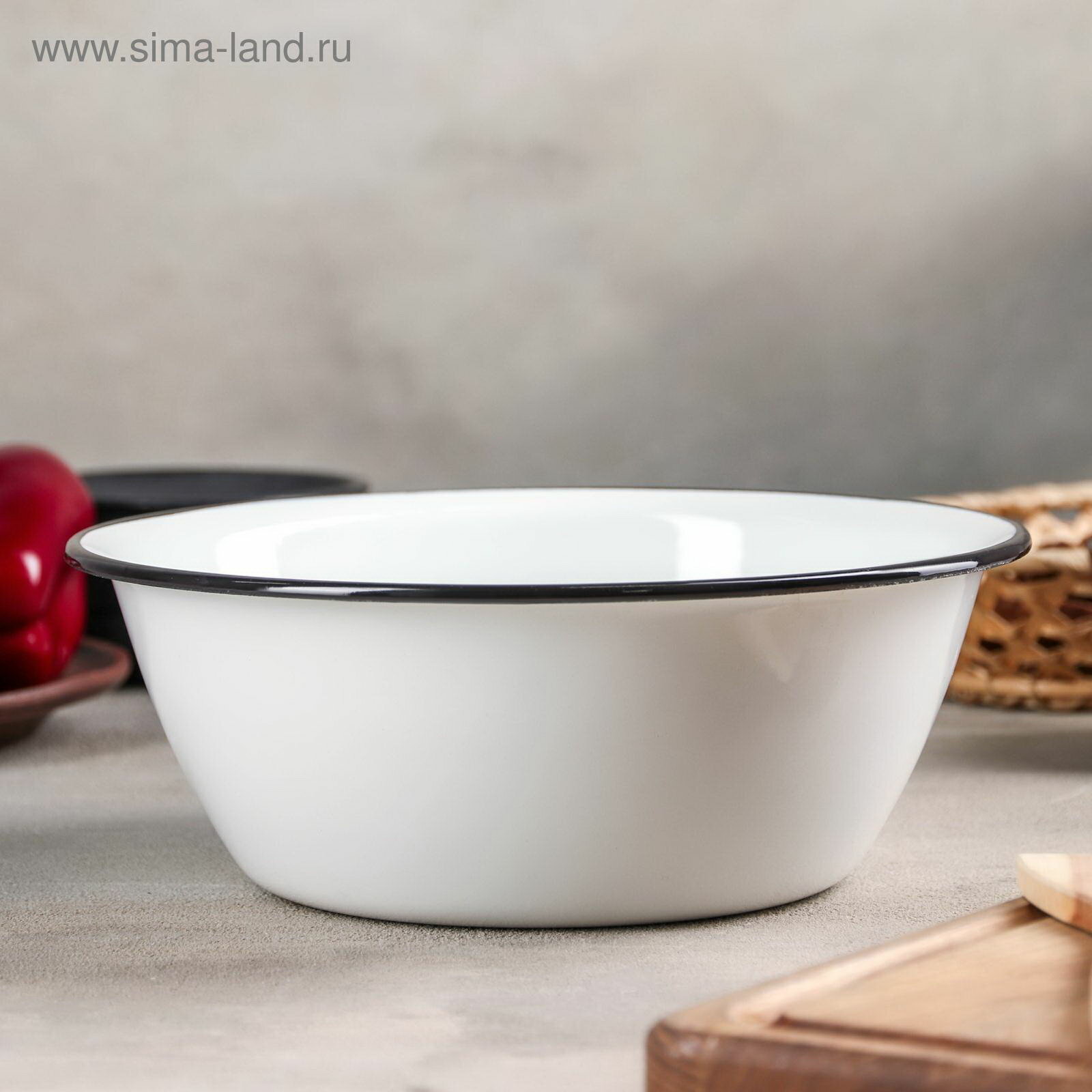 Миска эмалированная, 2 л, без деколи, индукция, белая, тип плиты: для газовой плиты