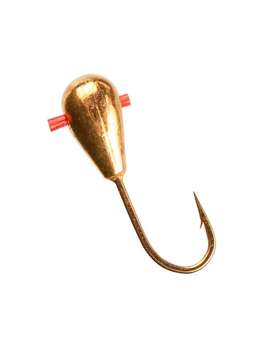 Мормышка Helios вольфрамовая Капля спорт с отверстием 4мм 1гр Go с кембриком (MW-3740C-Go), 10 штук в упаковке