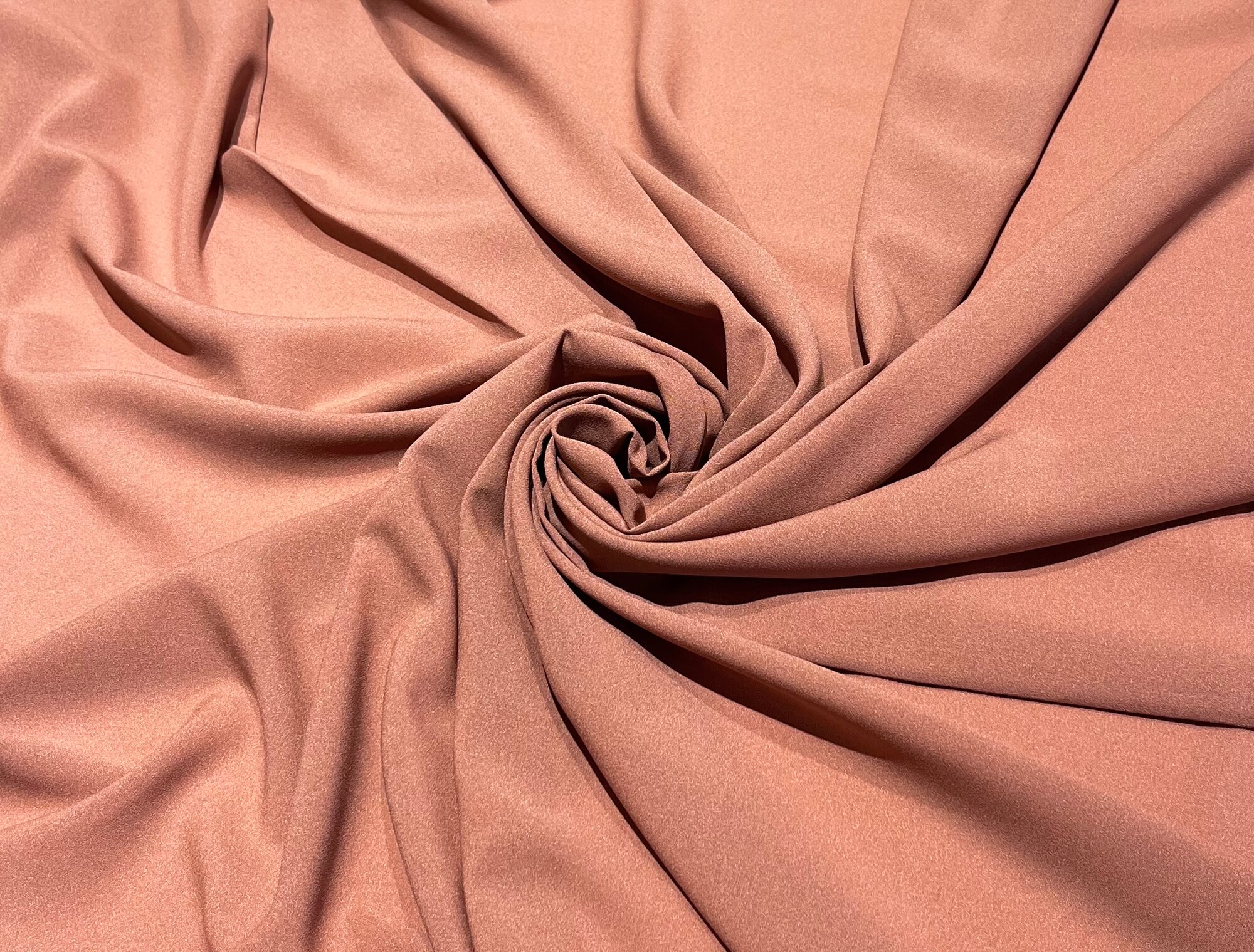 Ткань плательная - креп, терракотового оттенка, плотность 140 гр, ширина 150 см, любой метраж кратный 1м