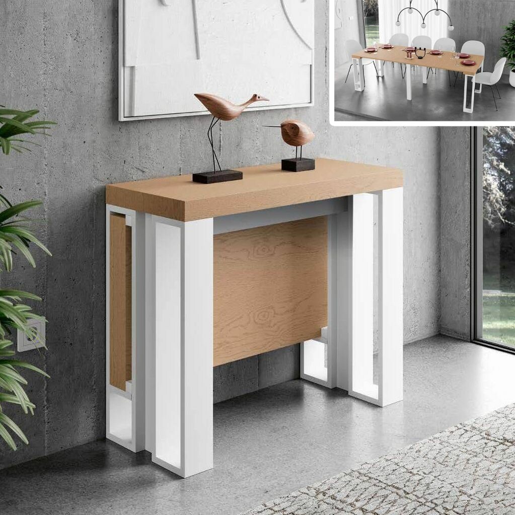 Стол трансформер Disemobel Kendra 4061 Roble Seda/Blanco Mate 100x40x75 см