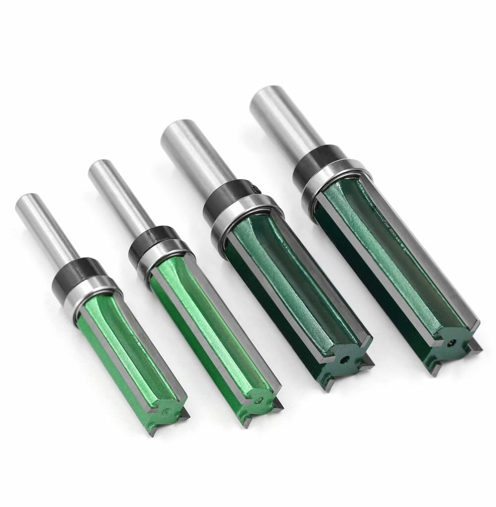 Фреза пазовая прямая по дереву c верхним подшипником, c четырьмя лезвиями,21х60 мм, хвостовик 12 мм