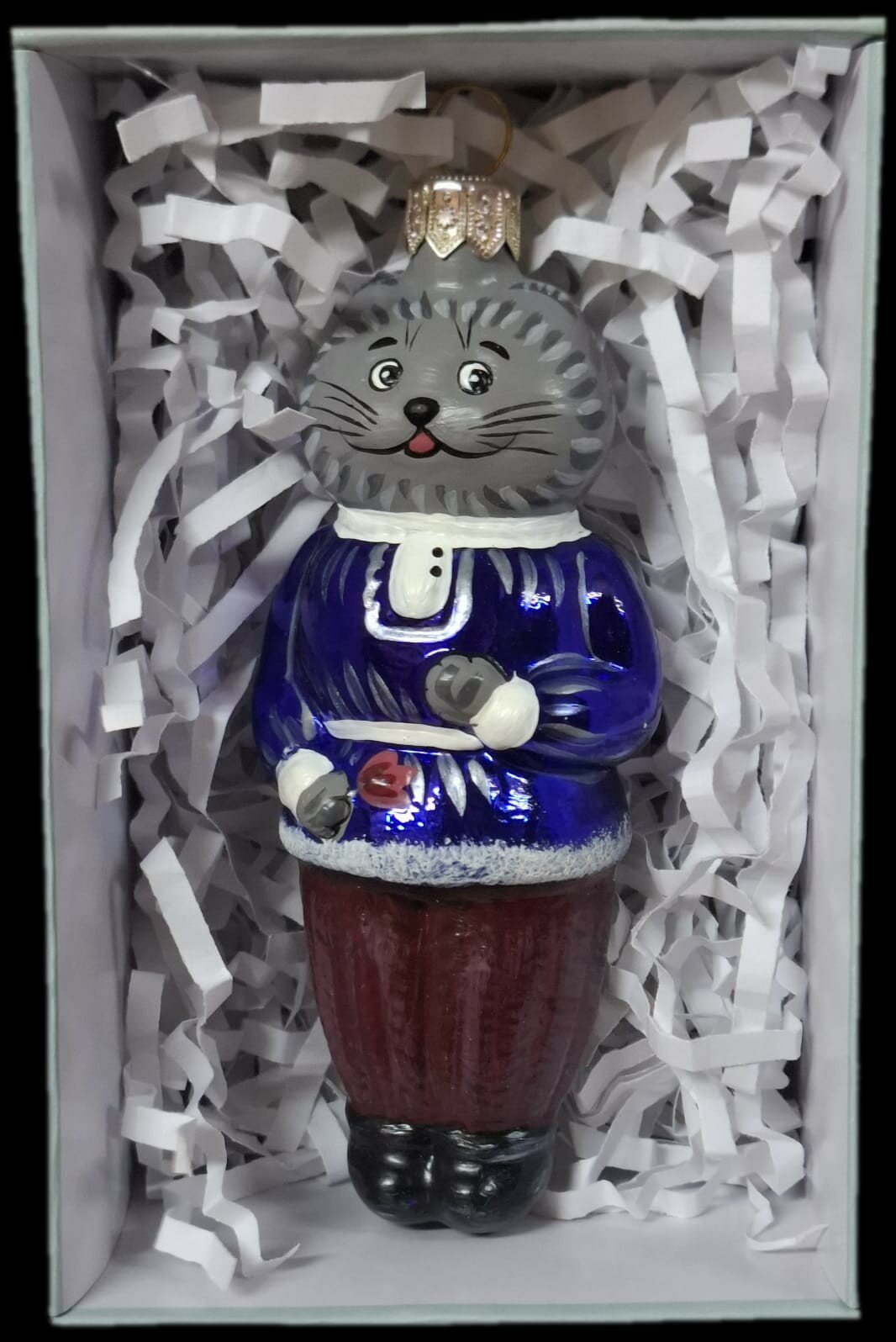 Игрушка на елку "Котофей Иванович", стекло, ручная роспись