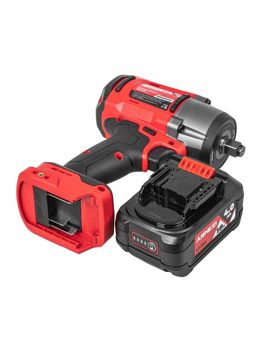 Гайковерт ударный аккумуляторный бесщеточный 1/2" 1180Nm 18V 4.0Ah R9000005, R9000005 ARNEZI