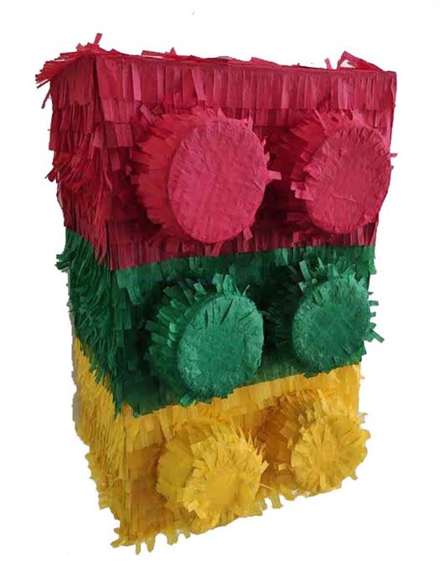 Пиньята Конструктор (Красный-Зеленый-Желтый) для праздника без наполнения