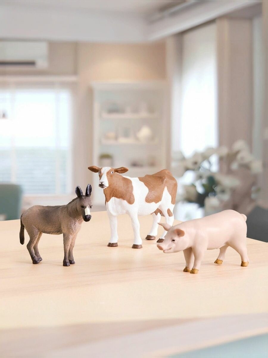 TERRA BY BATTAT Игровой набор фигурок домашних животных осёл, корова и свинья для детей от 3 лет