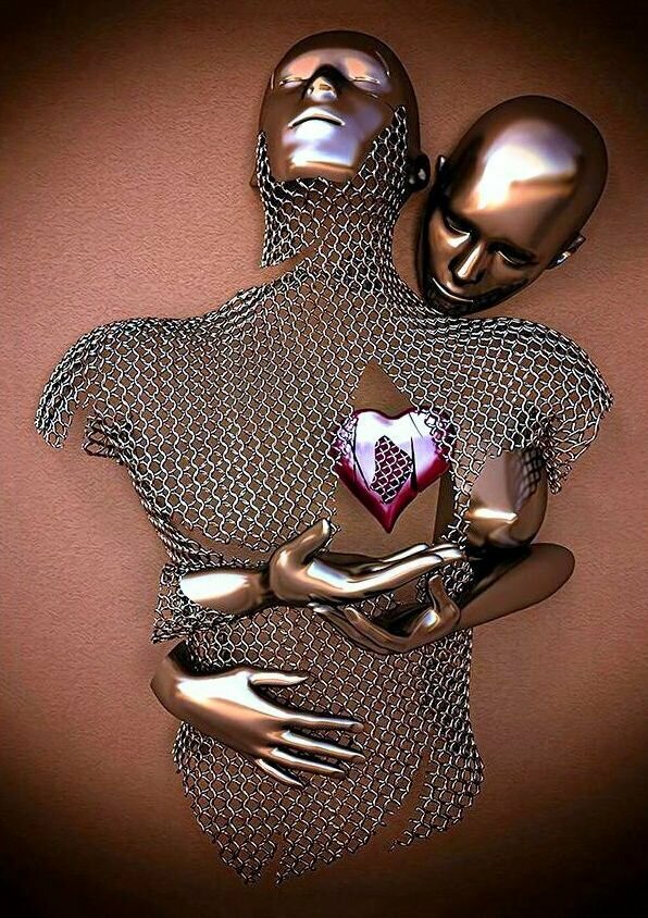 "Металлическая любовь - металлические объятия". 42*50 см. Картина А2_005.