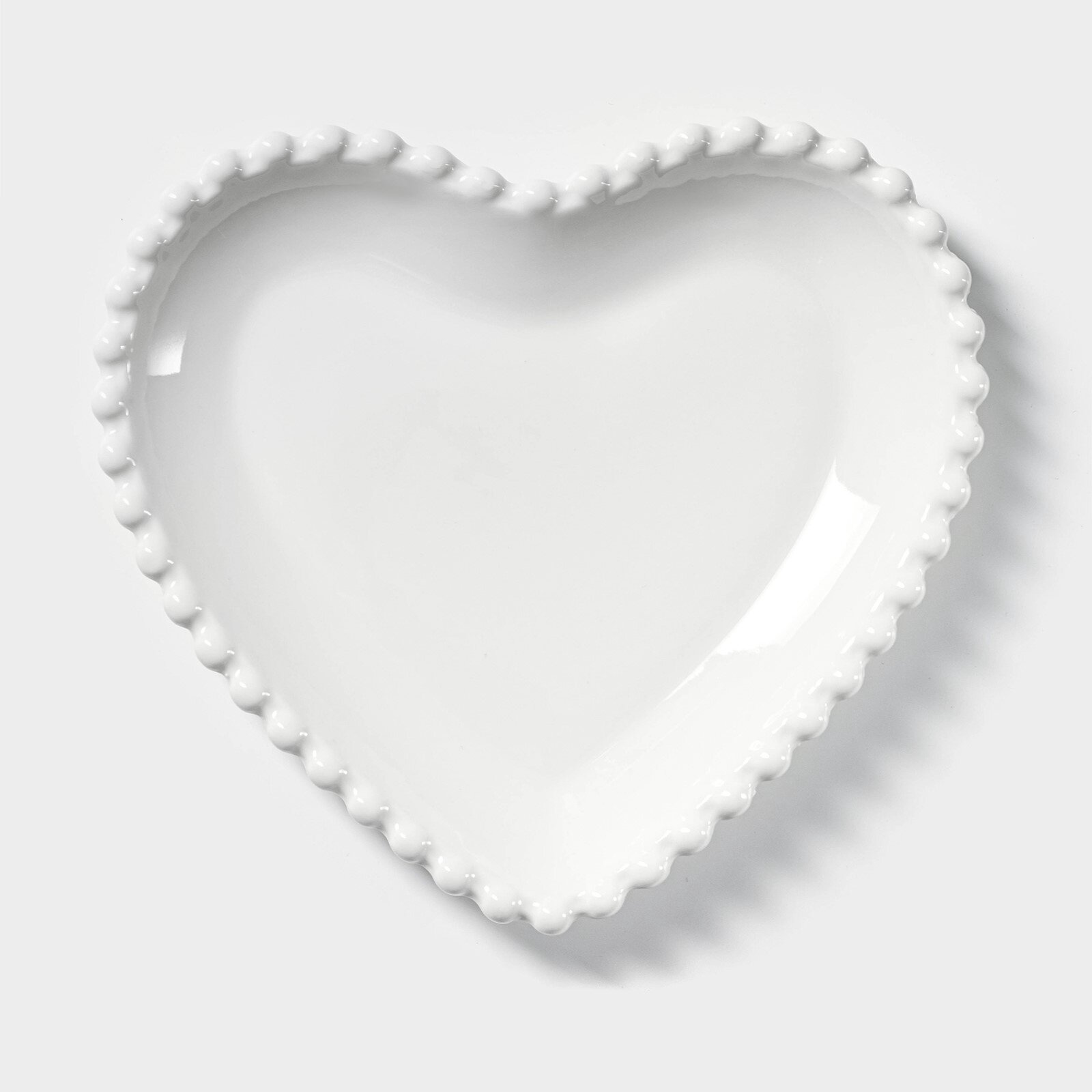 Тарелка SKYPHOS «Сердце», 16,5×15,5 см, керамика, цвет белый