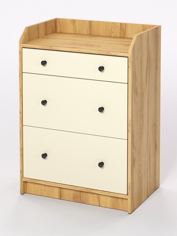 Комод хауга с 3 ящиками, Дуб Золотистый и Крем Вайс. Производитель товара - компания Westcom.