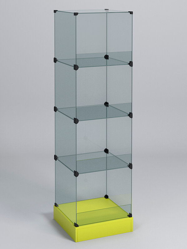 Витрина "КУБ" №2-КО стаканчик (без дверок, передняя стенка - стекло), Лайм