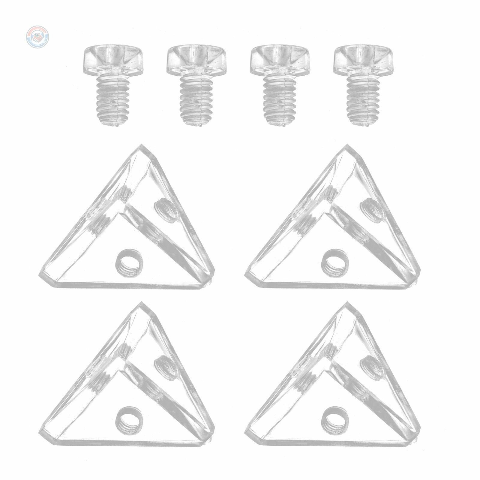 Прозрачный акриловый уголок соединительный, комплект 4 шт с винтами, универсальный крепёж для акриловых коробок и DIY-сборок, угловая распорка 2,5х2,5 см