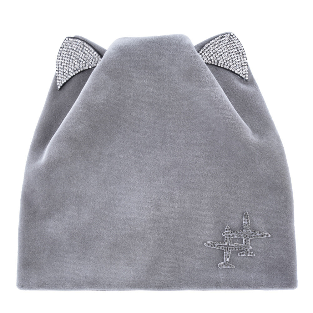 Новая женская замшевая вязаная шапка с кошачьими ушками, осенне-зимняя теплая двухслойная шапка-пуловер