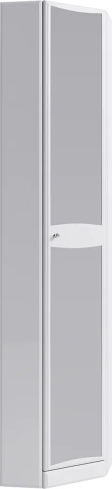 Шкаф-пенал для ванной с зеркалом Aqwella Барселона угловой, напольный, с зеркалом, 40, 6 см, белый, с дверками, фурнитура хром, из МДФ