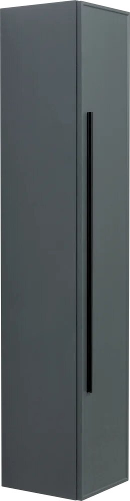 Шкаф-пенал для ванной La Fenice Elba подвесной, 30 см, серый, матовый, с дверками, фурнитура черная, из МДФ