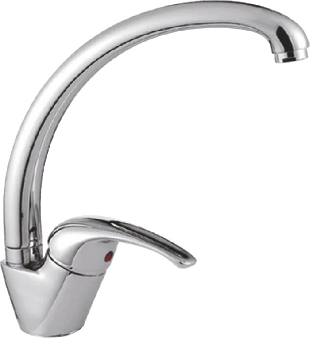 Смеситель для кухни Cron CN29 CN4129 с поворотным изливом, хром, глянцевый, однорычажный, с керамическим картриджем