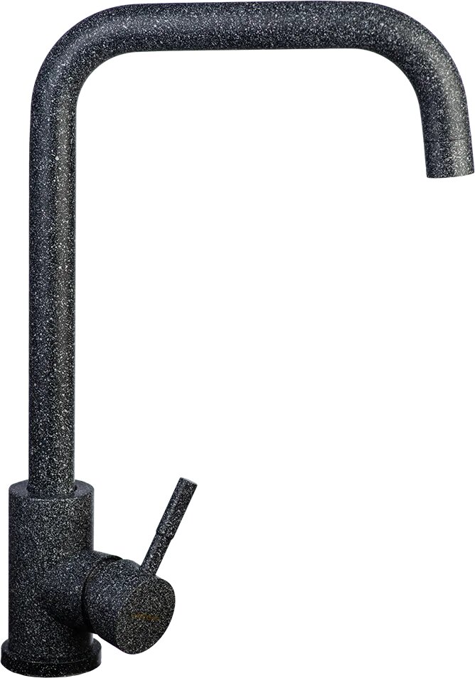 Смеситель для кухни Wisent W4998-4-24 с поворотным изливом, черный, серый, матовый, однорычажный, нержавеющая сталь, с керамическим картриджем