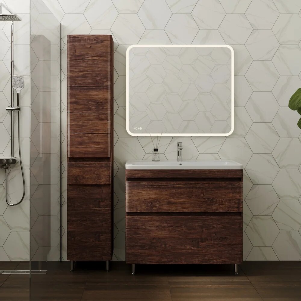 Мебель для ванной комнаты Style Line Атлантика 90 Люкс Plus, напольная, старое дерево