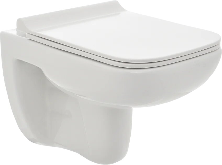 Унитаз подвесной AQUAme AQM2007 с микролифтом, безободковый, без бачка, антивсплеск, фаянсовый, белый, прямоугольный, сиденье для унитаза в комплекте