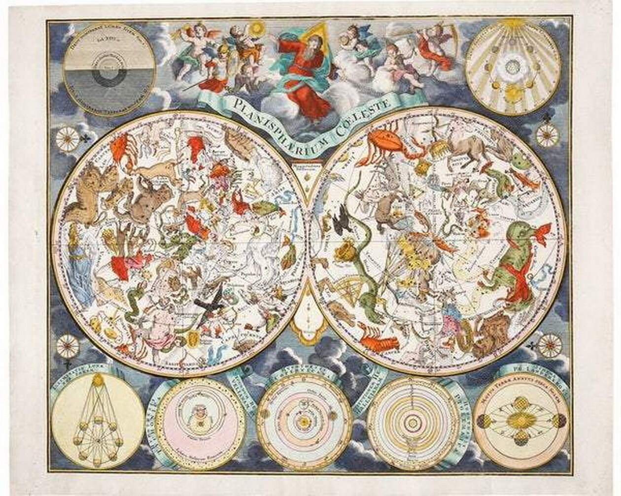 Плакат, постер атлас созвездий на бумаге, размер 21х30см